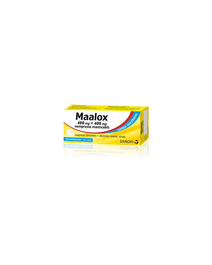 Maalox senza zucchero 30 compresse masticabili 400+400mg