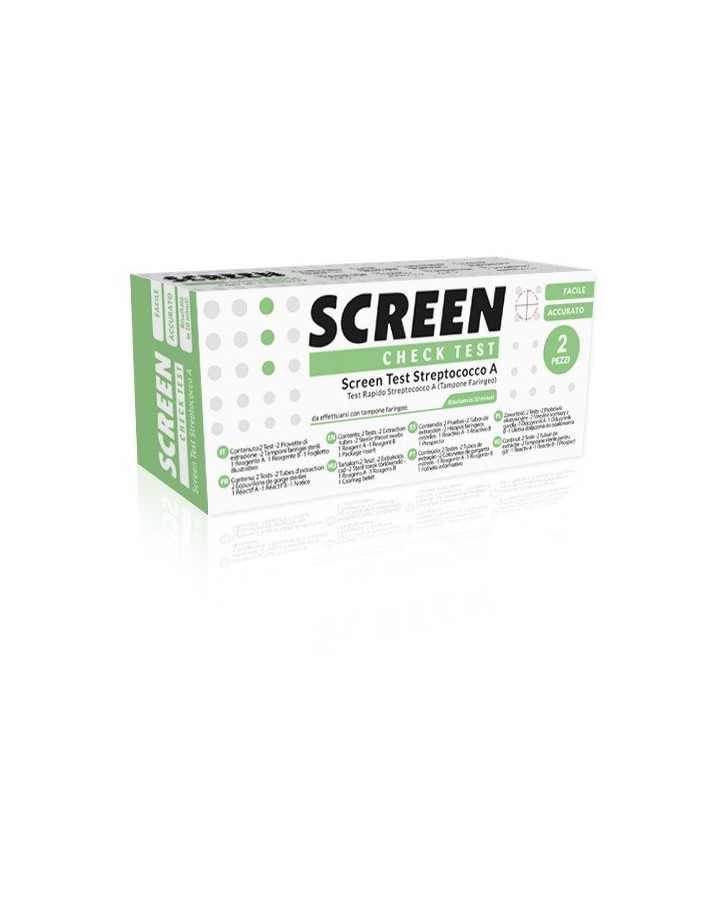 Screen test rapido streptococco tampone faringeo screen 2 pezzi self ...